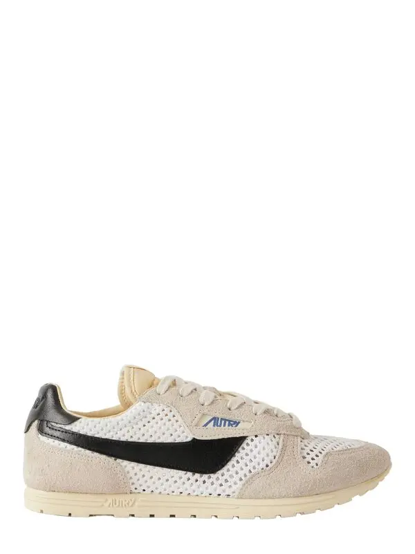 AUTRY Windspin Knit And Suede Sneakers - Nude