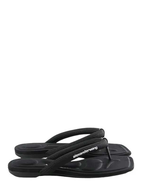 Alexander Wang Logo Printed Jenna Thong Slippers - Black