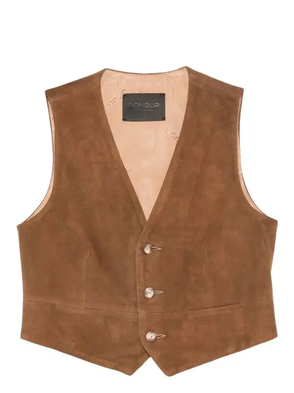 DONDUP Suede V-neck Waistcoat - Brown