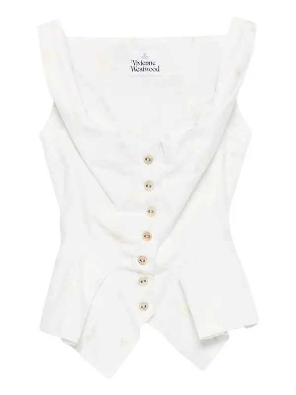 VIVIENNE WESTWOOD Sleeveless Floral Vest - White