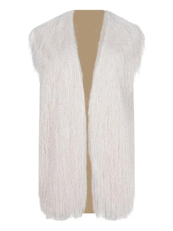 ALYSI Fringed Open-front Jacket - Meringa