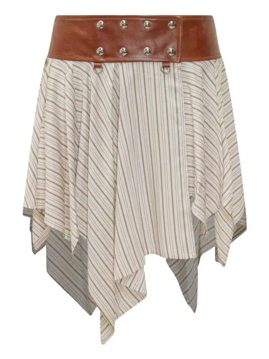 IRO PARIS Umby Striped Handkerchief Skirt - Beige
