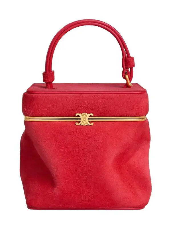 Celine Cube In Suede Goatskin - Super Red