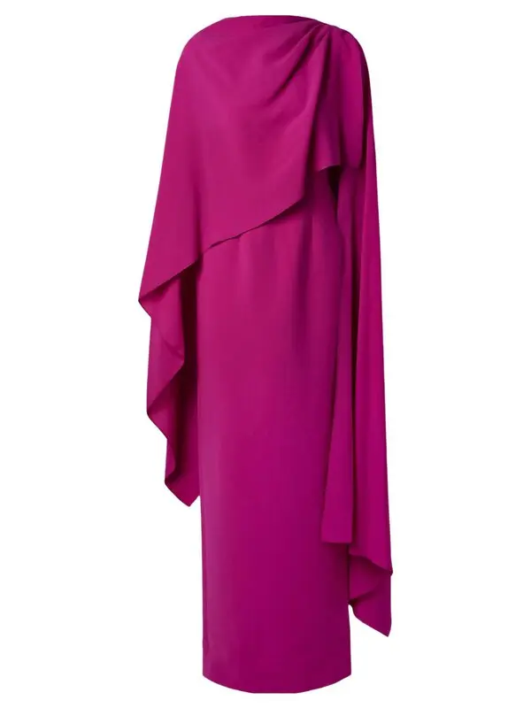 ROKSANDA Fuchsia Crepe Gown With Cape Effect - Purple