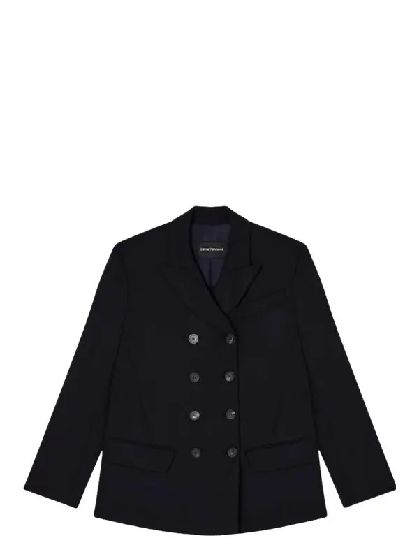 Emporio Armani Double-breasted Fluid Wool Jacket - Blue