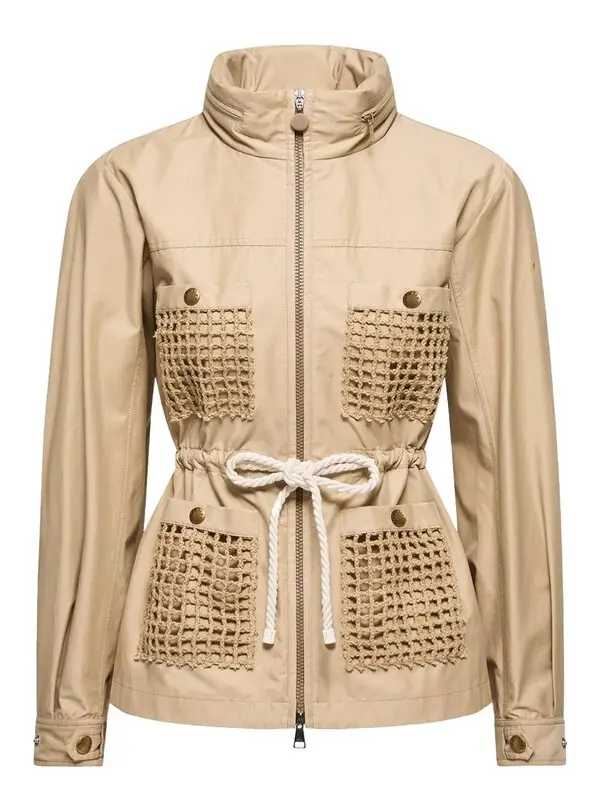 Moncler Bougain Twill Hooded Jacket - Beige