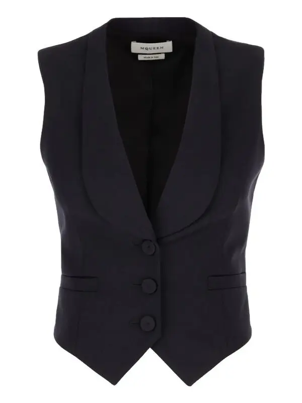 Alexander McQueen Buttoned Vest - Navy Blue