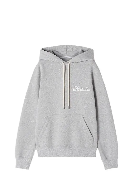 LANVIN Logo Print Hooded Sweatshirt - Gray