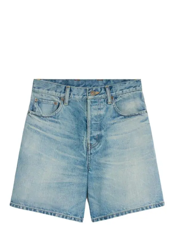 Celine Shorts 001 In Cotton Denim - Blue