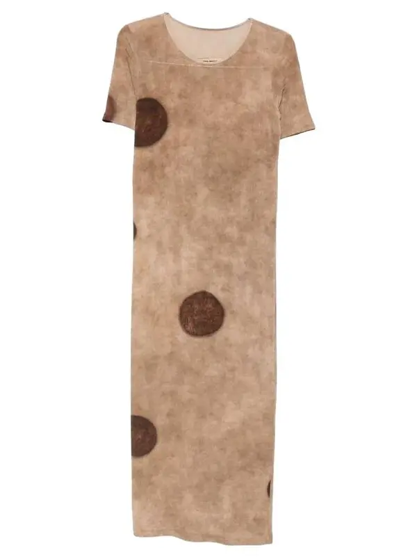 UMA WANG Short Sleeve Round Neck Maxi Dress - Green