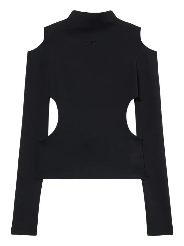 Off-White Sleek Meteor Cut-out Long Sleeve Top - Black