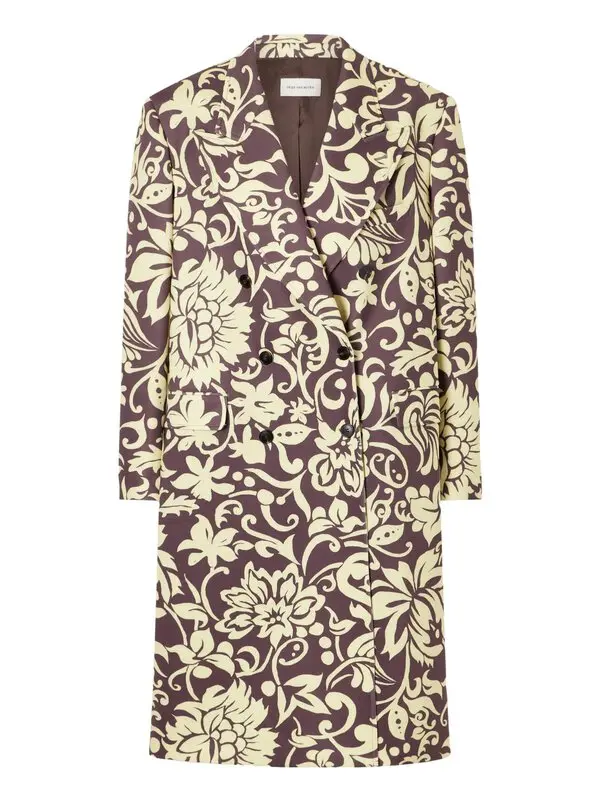 Dries Van Noten Rosea Oversized Double-breasted Jacquard Coat - Nude