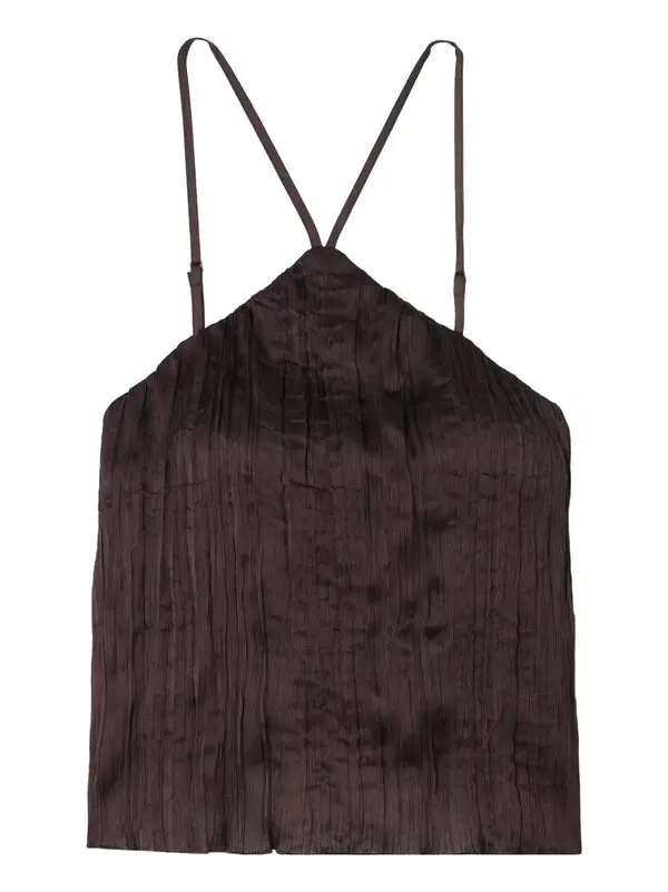 Staud Akari Pleated Top - Brown
