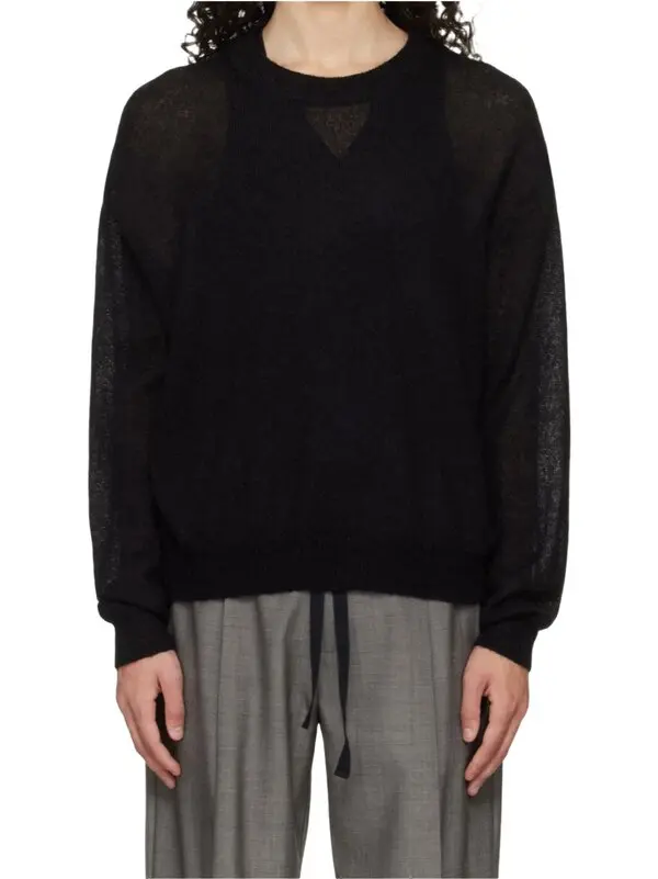 Studio Nicholson Ribbed Knit Crew Neck Sweater - Black