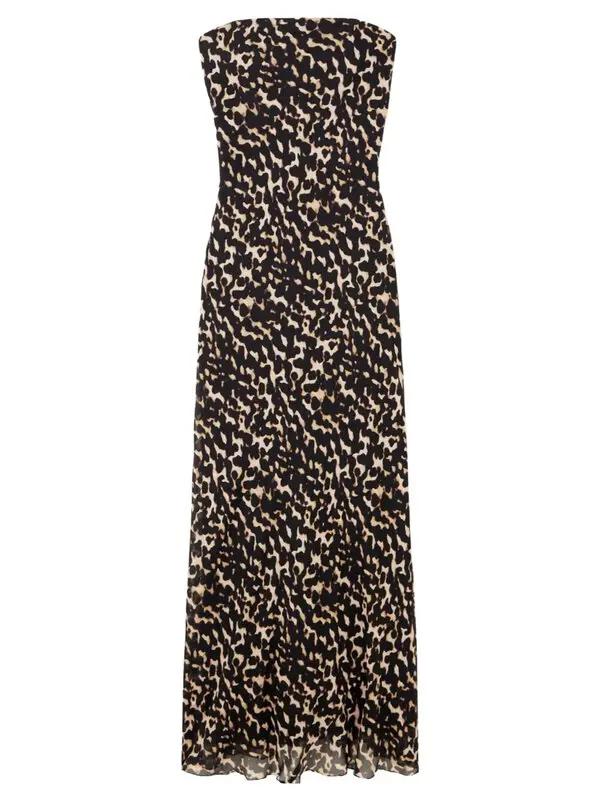 Staud Cassie Strapless Printed Maxi Dress - Black