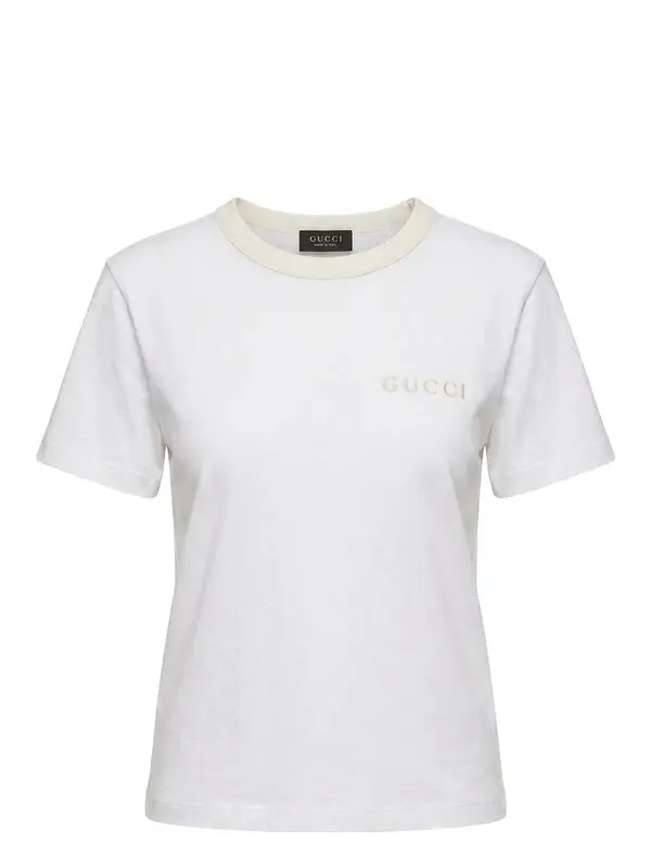 Gucci Cotton Jersey T-shirt With Embroidery - White