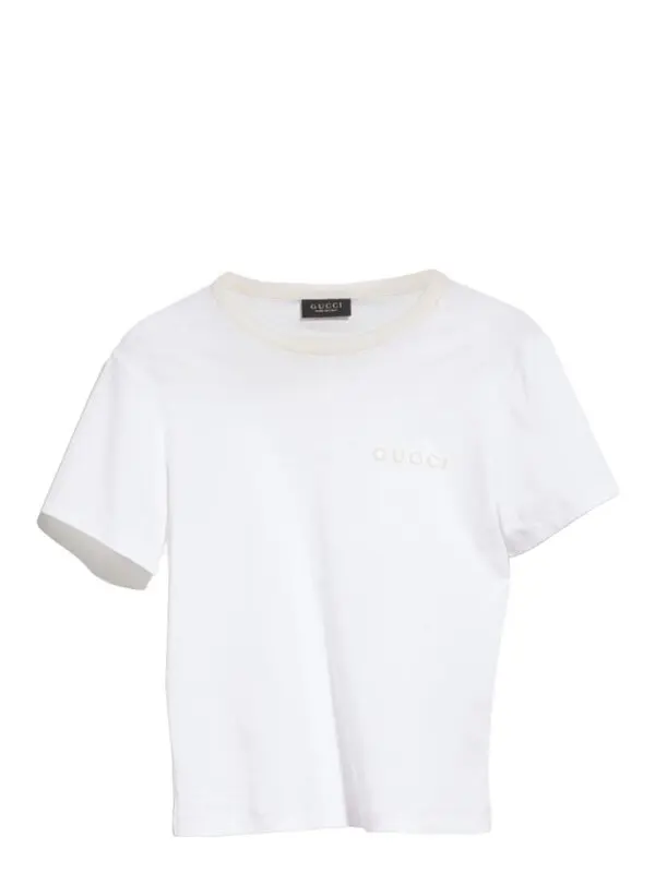 Gucci Velvet Embroidery Jersey T-shirt - White