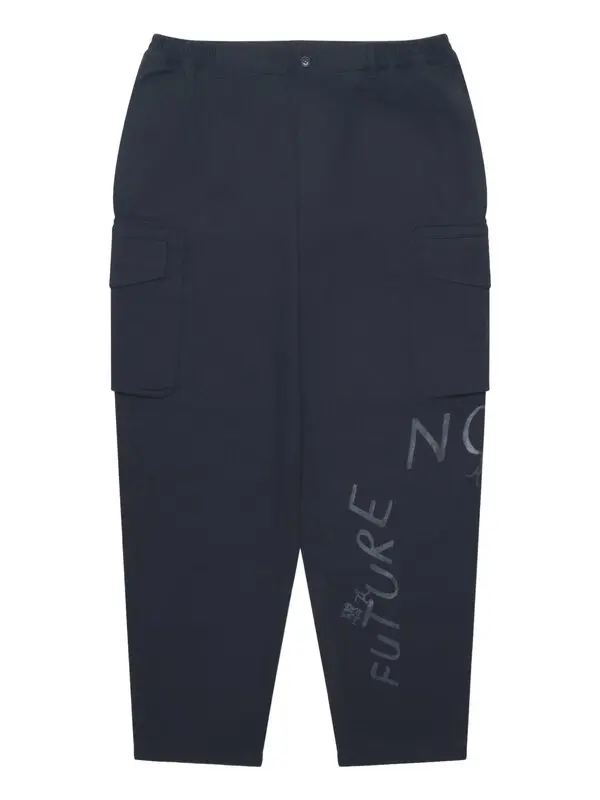 Comme Des Garçons Text-printed Elastic Waist Trousers - Navy Blue