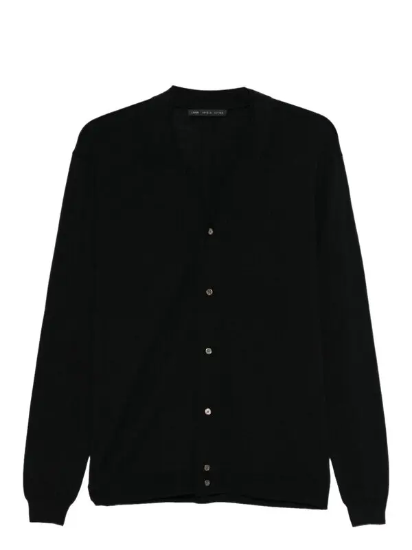 LOW BRAND Long-sleeved V-neck Cardigan With Central Back Detailing - Black