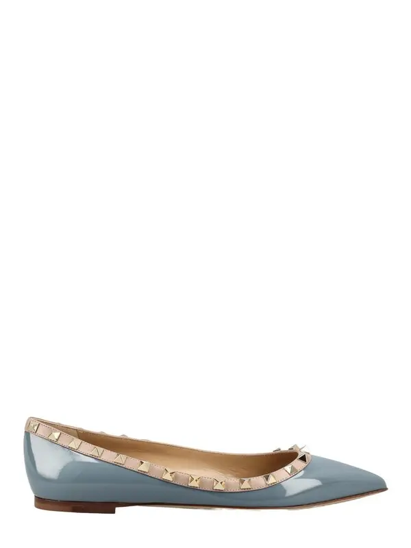 Valentino Garavani Rockstud Pointed Toe Ballet Flats - Gray