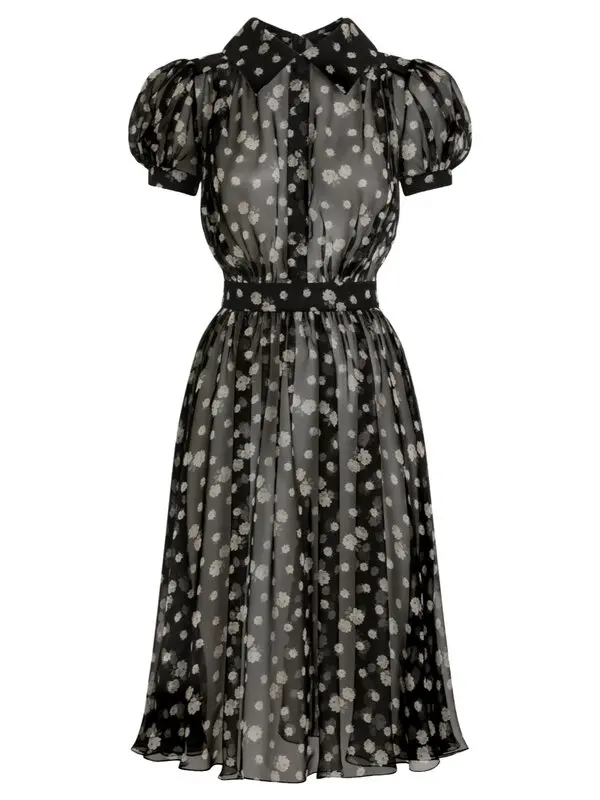 Dolce & Gabbana Floral Print Chiffon Dress - Black