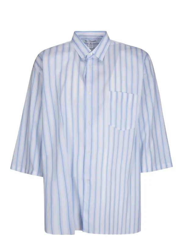 Comme Des Garçons Striped Short Sleeved Shirt - White
