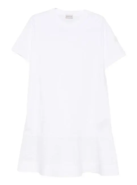 Moncler Broderie Hem T-shirt Dress - White