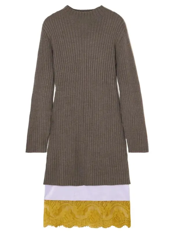 Staud Willow Layered Lace Trim Dress - Multicolor