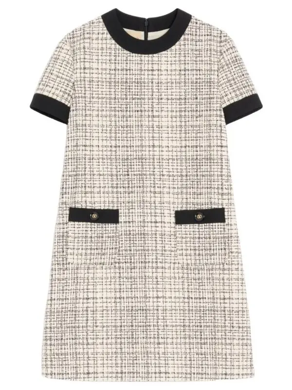 Valentino Garavani Short Tweed Dress With Patch Pockets - No