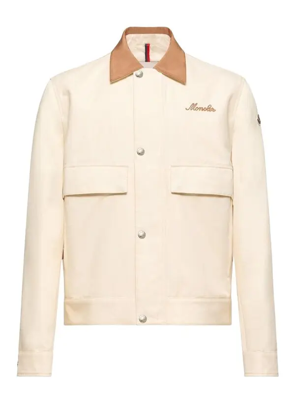 Moncler Kilke Linen Cotton Blend Shirt Jacket - Ivory White