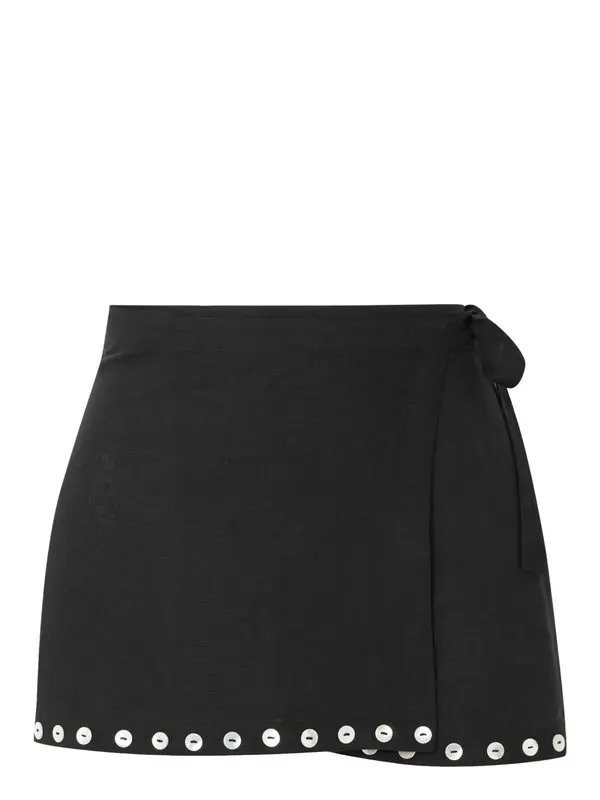 Staud Zandra Button-detailed Mini Wrap Dress - Black