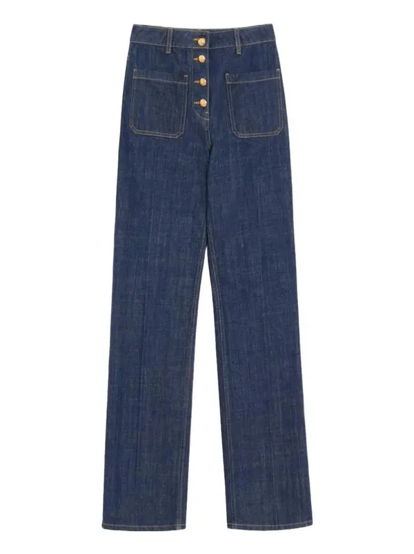 Valentino Garavani Button-detailed Denim Trousers - Blue