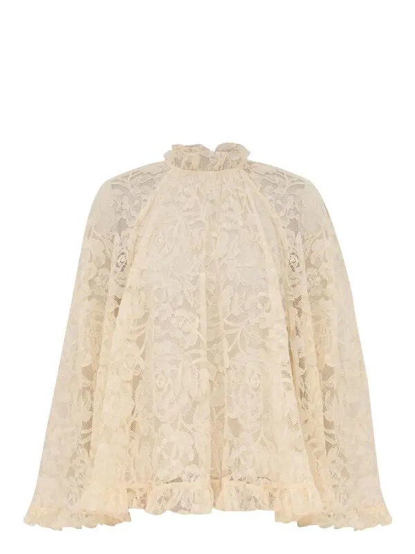 Zimmermann Angel Lace Ruffled Top - Winter-white