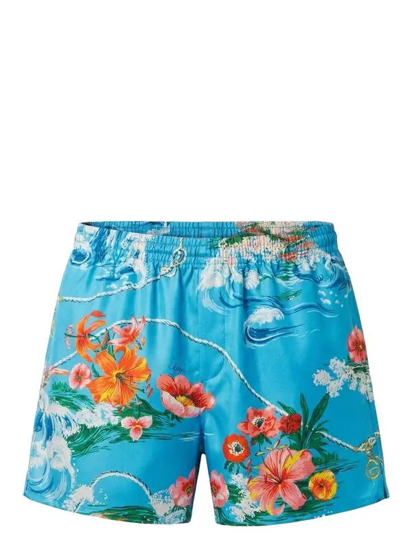 Gucci Printed Silk Twill Shorts - Green