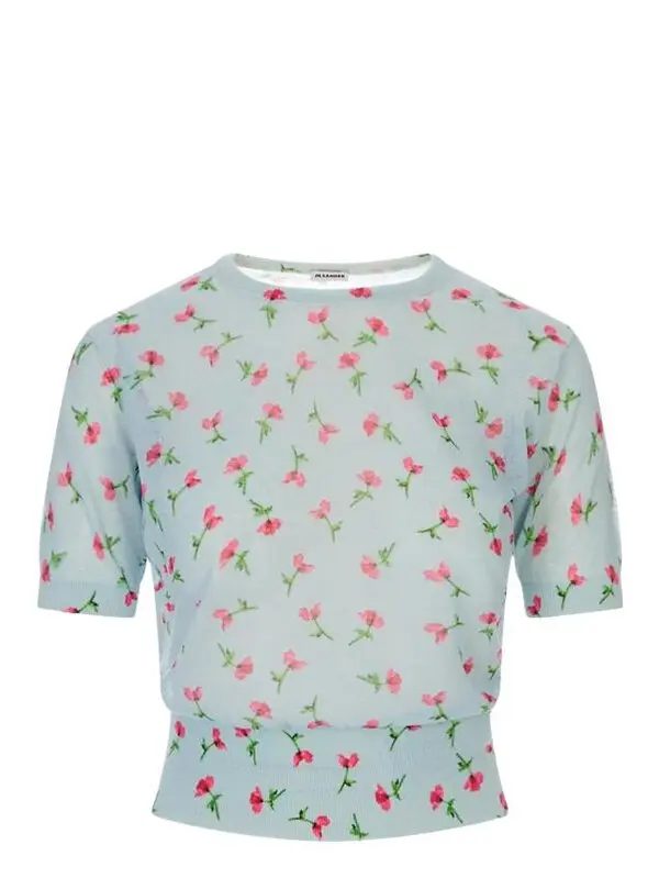 JIL SANDER Floral Print Crewneck T-shirt - Green