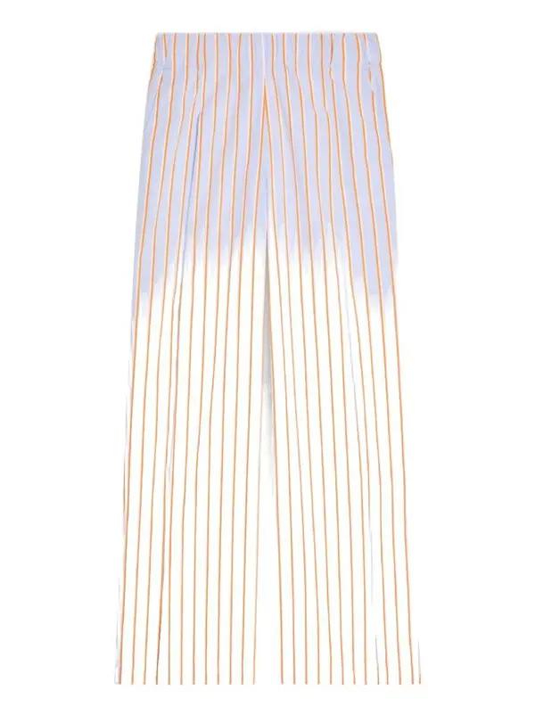 Dries Van Noten Striped Pleated Wide-leg Trousers - Light Blue