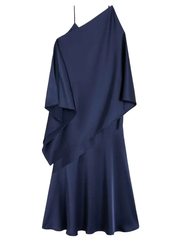 Max Mara Calante Asymmetric Draped Maxi Dress - Ultramarine Blue