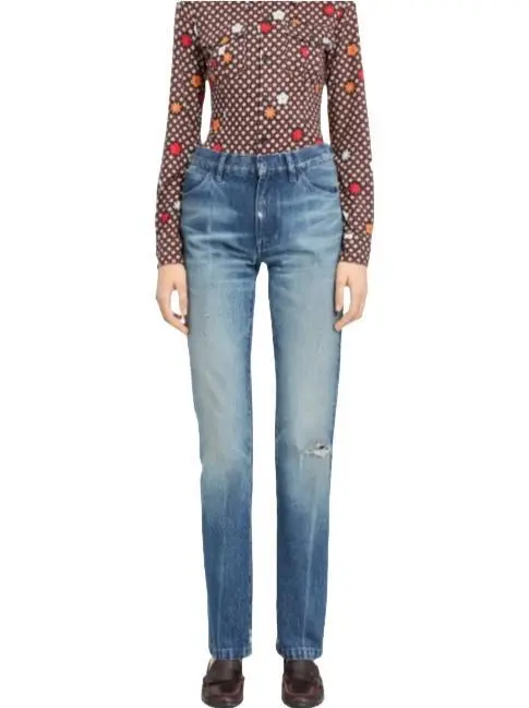 MAISON MARGIELA Straight Leg Jeans With Distressing - Blue