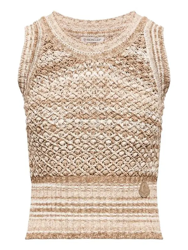 Moncler Striped Knit Tank Top - Light Beige