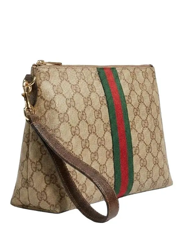 Gucci Small Gg Pouch With Web Detail - Nude