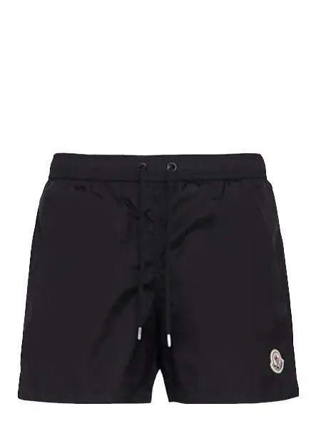 Moncler Logo Patch Nylon Swim Shorts - Black