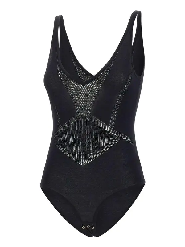 Elisabetta Franchi Openwork Knit Bodysuit - Black