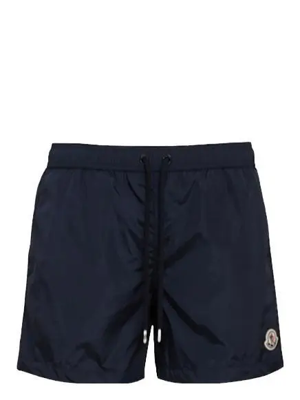 Moncler Logo Patch Nylon Swim Shorts - Black