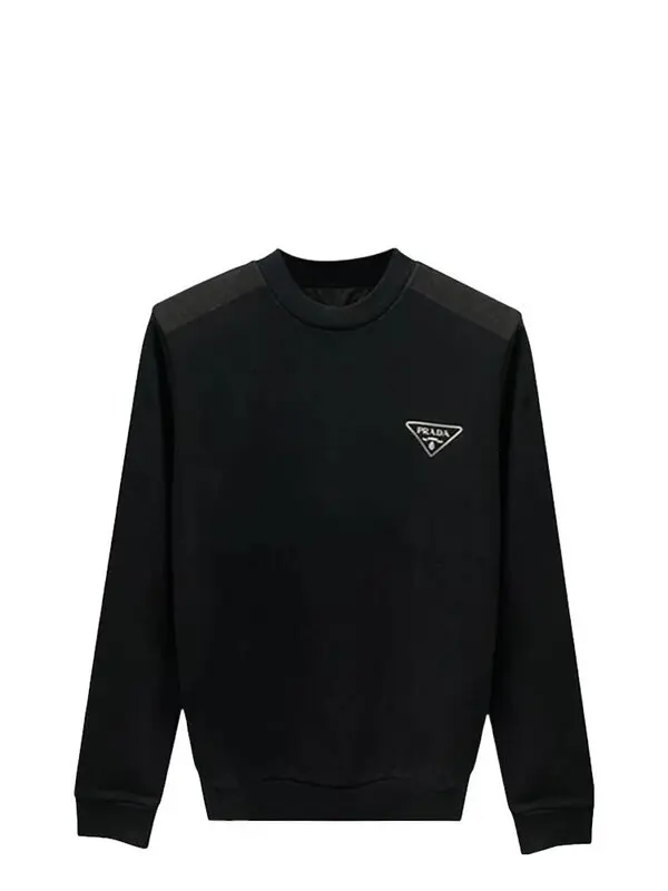 Prada Long Sleeve Crewneck Sweatshirt With Logo Detail - Black