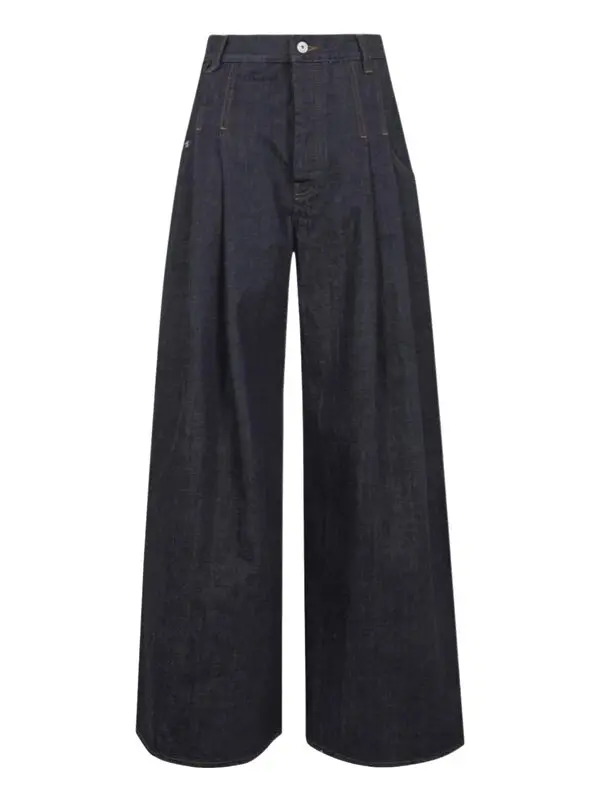 Jacquemus Pleated Wide-leg Jeans - Black