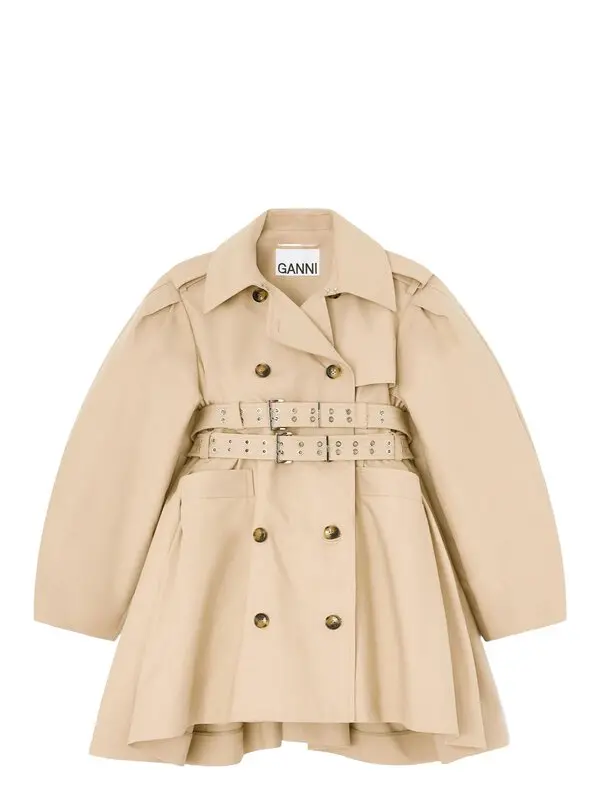 GANNI Double Cotton Trench Coat - Warm Sand