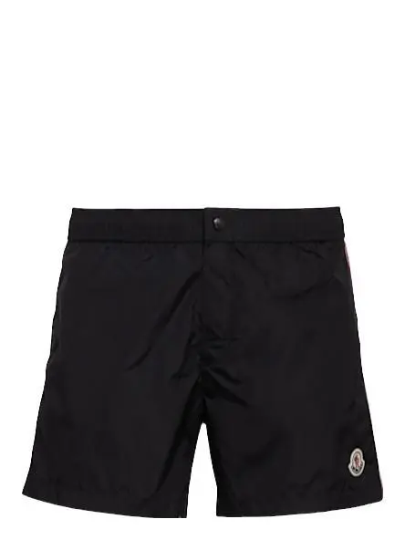 Moncler Tricolour-trimmed Nylon Swim Shorts - Black