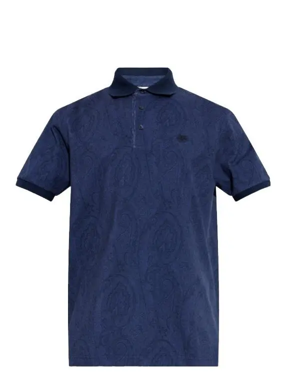 Etro Paisley Printed Short-sleeved Polo Shirt - Blue