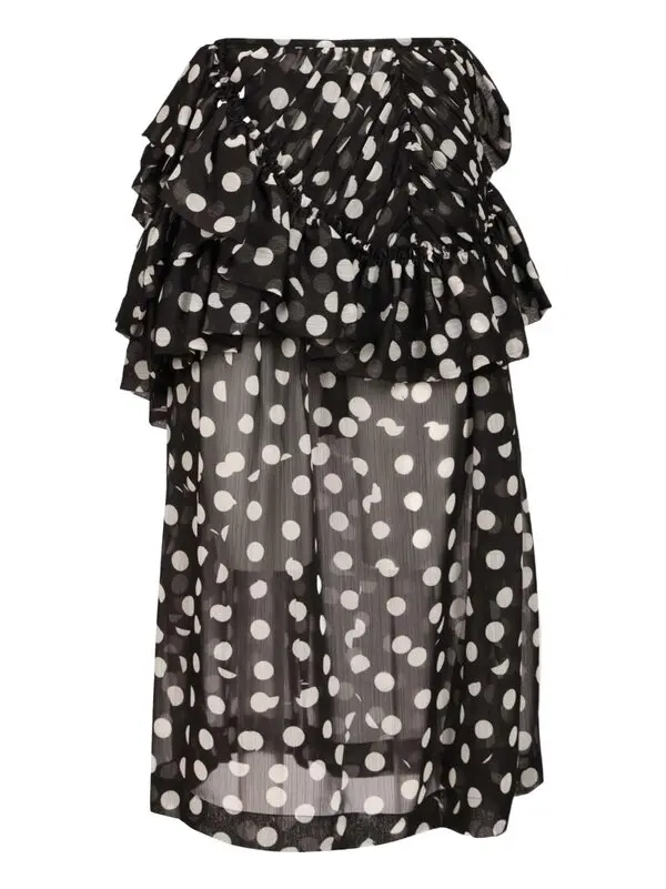 Dries Van Noten Polka-dot Ruffled Midi Skirt - Black