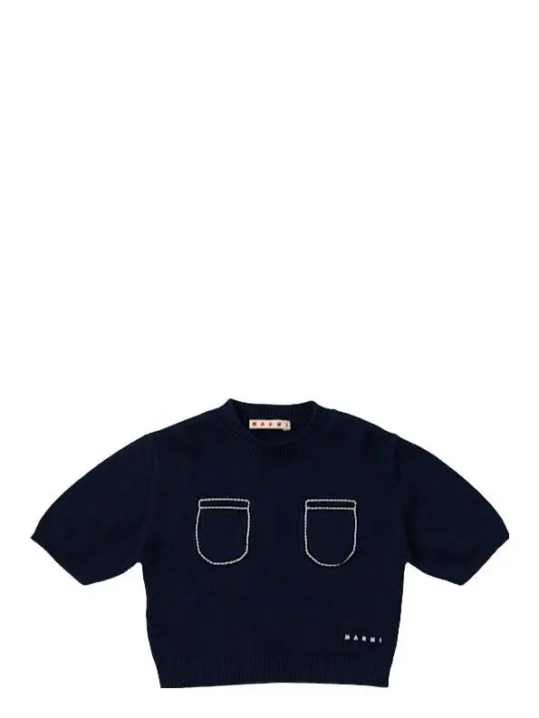Marni Cotton Knit Sweater With Contrast Stitching - Black